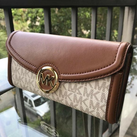 Bags | Leather Vanilla Baglong Wallet | Poshmark